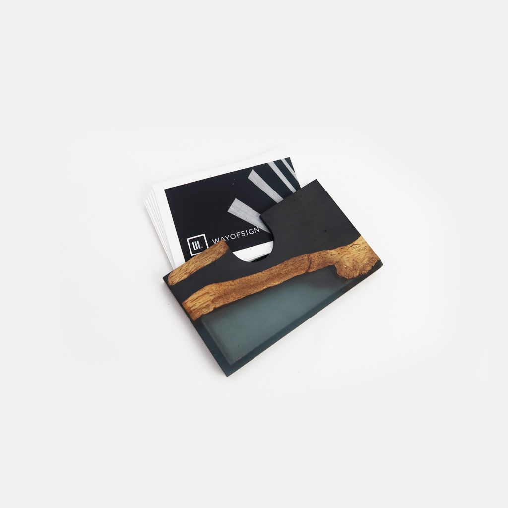 Mu Wooden Design | Ink & Wash Wooden Card Holder with Resin